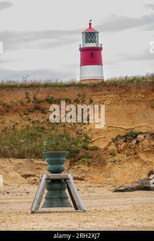 The beach at Happisburgh has had a Time & Tide Bell installed on it ...