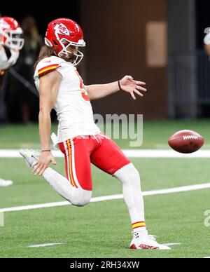 Kansas City Chiefs punter Tommy Townsend punts against the Las Vegas ...