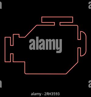 Neon symbol engine car red color vector illustration image flat style ...