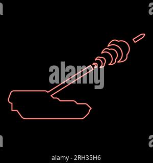 Self-propelled howitzer artillery system archer shoots projectile shell icon in circle round ...