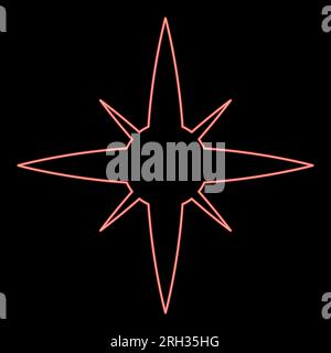 Neon star spark red color vector illustration image flat style light ...