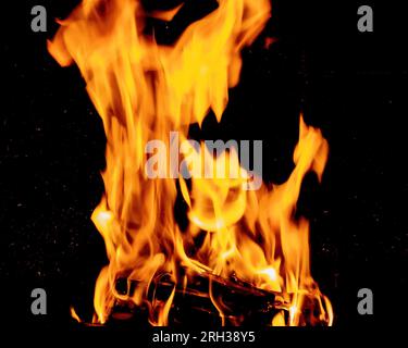heat and fire energy. textured flames in fireplace. hot temperature ...
