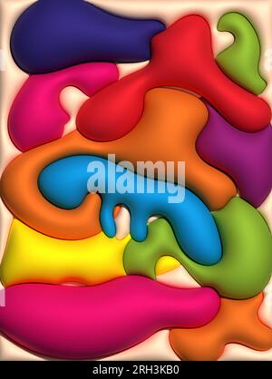 Abstract background with various inflated figures, 3D rendering illustration Stock Photo - Alamy
