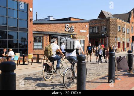 Trendy bars on Humber Dock Street in Hull, South Yorkshire, UK Stock ...