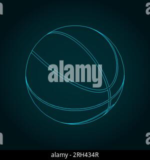 Stylized vector illustrations of blueprints of basketball ball Stock ...