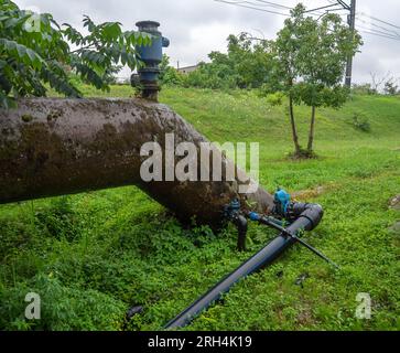 Valves on the gas pipeline. Gas cover. Transportation of fuel through ...