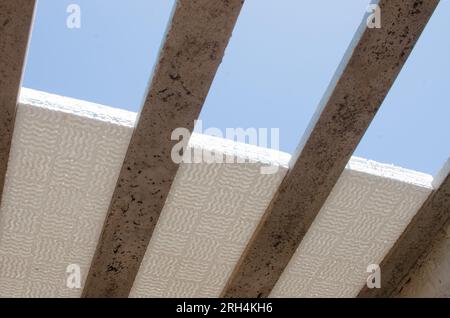 Detail of the construction of a Styrofoam slab in Brazil, a light and ...