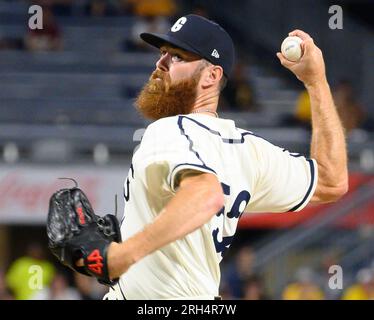 Pittsburgh Pirates relief pitcher Colin Holderman (35) holds a rosin ...