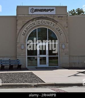 MARION, KANSAS - AUGUST 12, 2023Front door of the Marion County Record ...