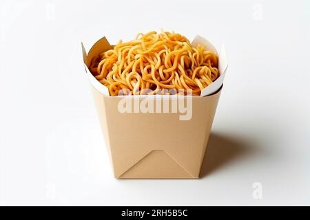 An Asian cuisine delivery box, precisely isolated on a clean white ...