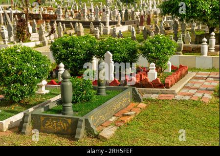 The Tanah Perkuburan Islamic cemetery, Malacca, Malaysia Stock Photo ...