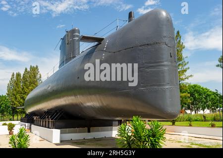 Exterior of the Royal Malaysian Navy submarine Quessant at the Malacca ...