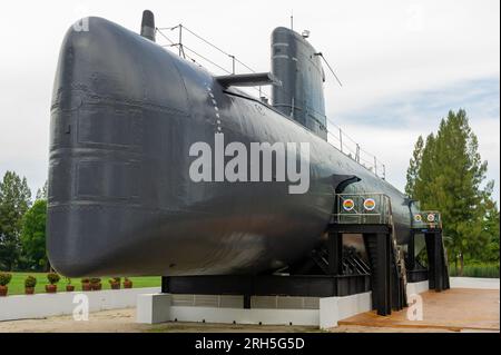 Exterior of the Royal Malaysian Navy submarine Quessant at the Malacca ...
