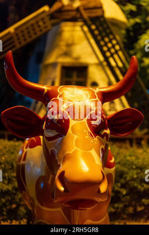 The Dutch Windmill with cows taken in Dutch Square at night, Malacca ...