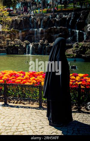 Woman in Muslim traditional Paranja, Kokand, province of Ferghana ...