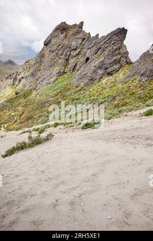 Trail to Ruminahui volcano, Cotopaxi National Park, Ecuador Stock Photo ...