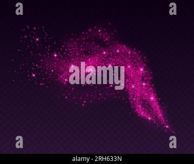 Pink dust cloud with sparkles isolated on dark background. Stardust sparkling background Stock ...