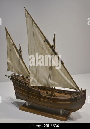 Two-masted lateen rigged caravel. It was the most common type of ship ...