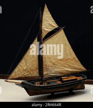 Model of Canarian fishing sloop. 18th-19th centuries. Wood, copper ...