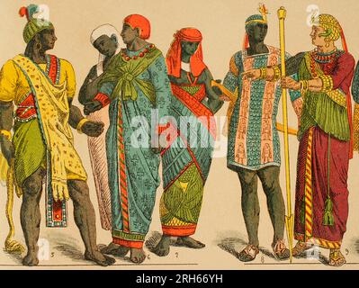 Ancient Egypt. From left to right; 16: belt-like sash narrow and long ...