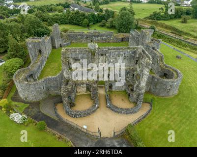 Aerial view of Ballymote castle ruined Anglo Norman castle in Cannacht ...