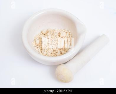 The stone of potash salt is isolated on a white background Stock Photo ...