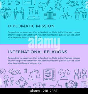 Diplomacy banner with international relations, negotiations and ...