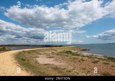 footpath along the Solent Way between Lymington and Keyhaven with the ...