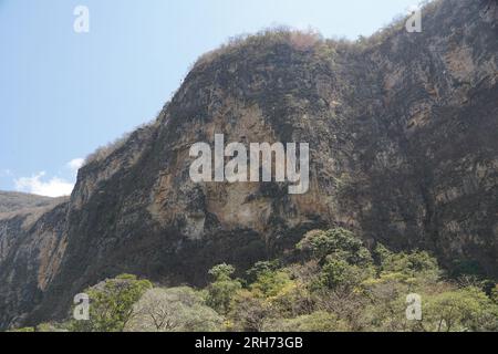 Limestone, sumidero canyon, sky, geology, clouds, trees, vegetation at ...