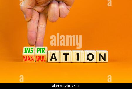 Inspiration or manipulation symbol. Concept words Inspiration and ...