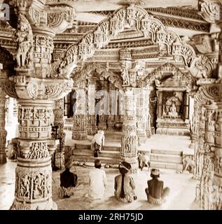 Temple of Vimala Sah, Mount Sabu, India, Victorian period Stock Photo ...