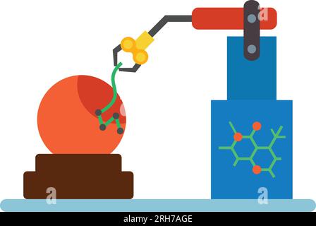 Gmo orange fruit icon flat vector. Agriculture dna. Medicine gene ...