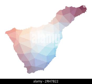 Tenerife map design. Shape of the island with beautiful geometric waves ...