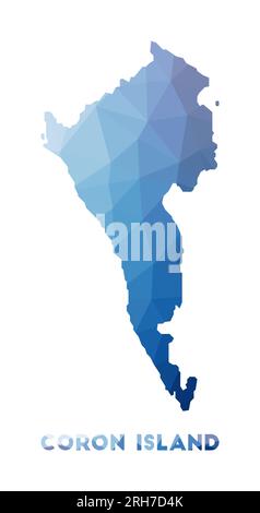 Map of Coron Island. Low poly illustration of the island. Geometric ...