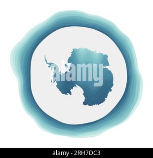 Antarctica Badge. Round logo of country with triangular mesh map and ...