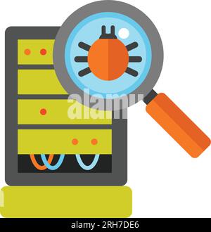 Server inspection. Server and magnifying glass icon. Editable vector ...