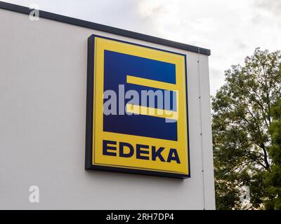 Logo of the supermarket chain Edeka in Trier, Germany, 10.10.2021 Stock ...