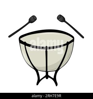 Vector illustration of a timpani drum. Classical musical instruments ...