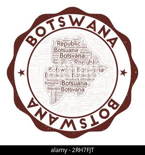 Botswana round stamp. Round logo with country map and title. Stylish ...