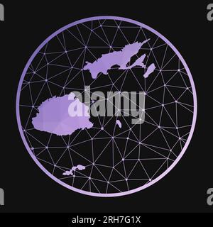 Fiji icon. Country map on dark background. Stylish Fiji map with ...