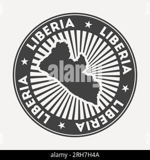 Liberia icon. Round logo with country map and title. Stylish Liberia ...