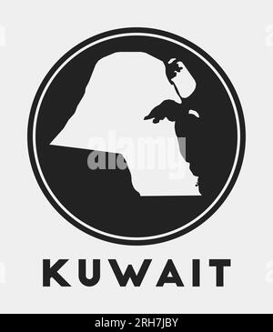 Kuwait logo. Sign with the map of the country and colored stripes ...