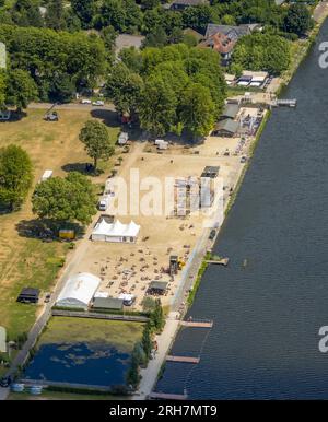 Aerial view, aerial view of Essen, Baldeneysee Seaside with Beach ...