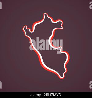 Outline map of Peru marked with ribbon in colors from the flag Stock ...