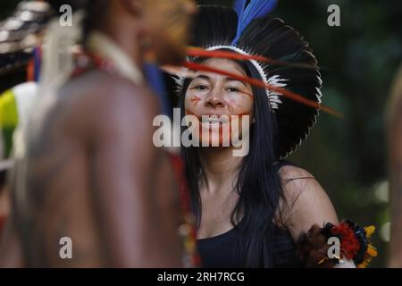 Brazilian indigenous woman of Pataxó ethnic group celebrate ...