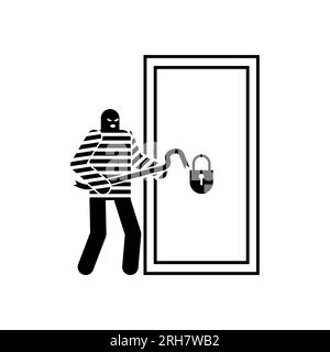 Thief with nail puller. Robber icon. Rogue sign Stock Vector Image ...