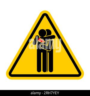 Attention traitor. Caution of betrayal. Yellow triangular road sign ...