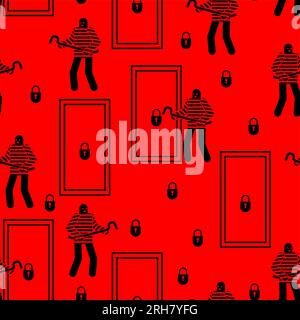 Thief with nail puller pattern seamless. Robber background. Rogue ...