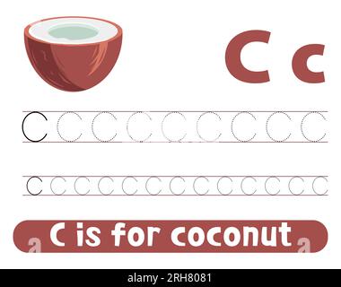 Alphabet tracing worksheet with letter C and c illustration Stock ...