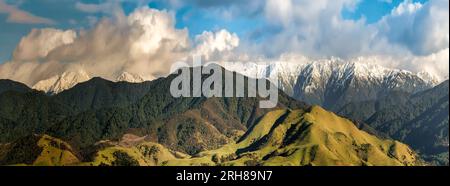 The snow covered peaks of the Tararua Ranges photographed from the ...